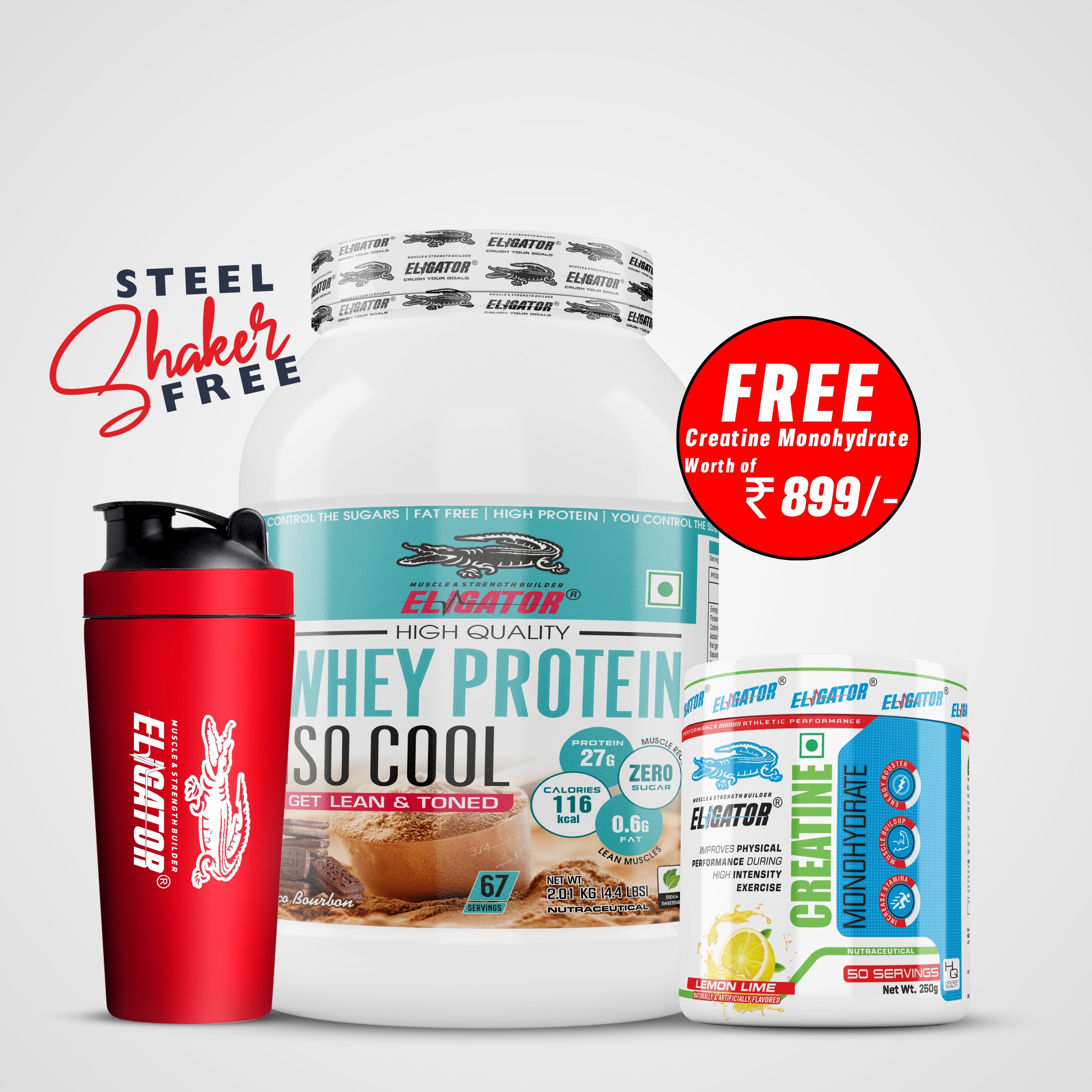 Eligator Whey Protein ISO Cool - 2kg with Free Creatine Monohydrate ...