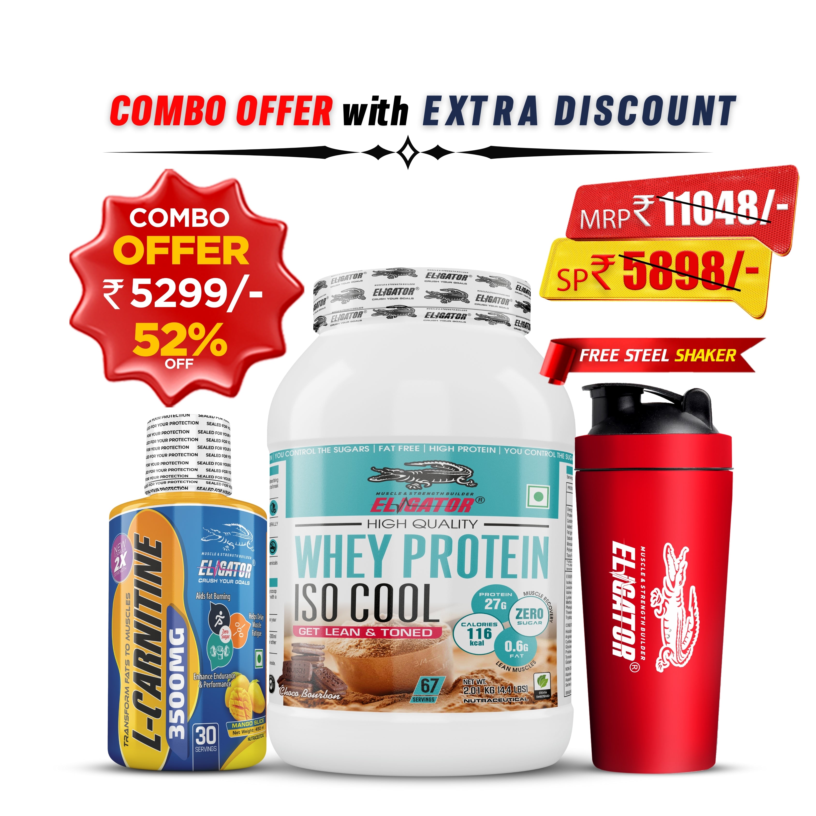 Eligator Whey Protein ISO Cool - 2kg with L-Carnitine - 30 Servings ...